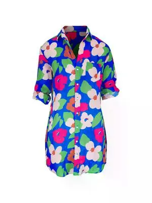 Frank & Eileen Mary Floral Print Mini Shirt Dress - Blue