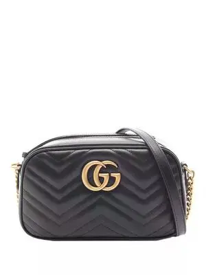 Gucci Small Gg Marmont Matelassé Calfskin Crossbody Bag - Black