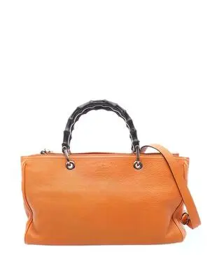 Gucci Calfskin Bamboo Shopper Satchel - Orange