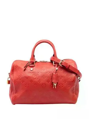 LOUIS VUITTON Monogram Empreinte Speedy Bandouliere 30 Boston Bag - Red
