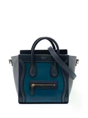 Celine Tricolor Leather Luggage Tote Satchel - Blue