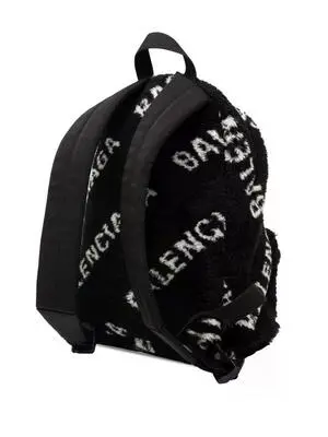 Balenciaga Small Faux Fur Diagonal Logo Backpack
