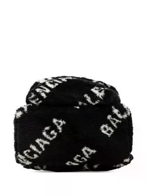 Balenciaga Small Faux Fur Diagonal Logo Backpack