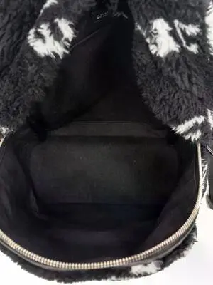 Balenciaga Small Faux Fur Diagonal Logo Backpack