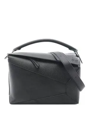 Loewe Large Calfskin Puzzle Edge Satchel - Black