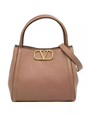 Valentino Garavani Small Grainy Calfskin Alltime Satchel - Brown
