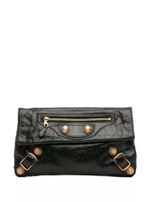 Balenciaga Lambskin Motocross Giant 21 Envelope Clutch Bag - Black