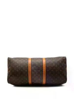LOUIS VUITTON Monogram Keepall Bandouliere 55 Travel Bag - Brown