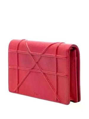 Dior Grained Calfskin Diorama Wallet On Chain Crossbody Bag - Red