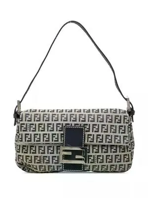 Fendi Zucchino Canvas Baguette Shoulder Bag - Grey
