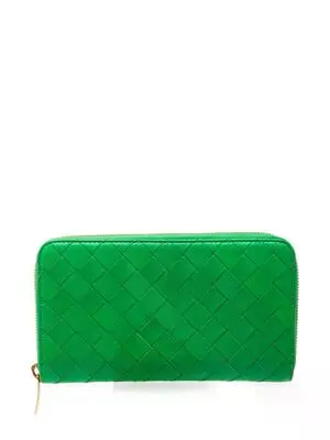 Bottega Veneta 2012-2026 Nappa Intrecciato Zip Around Wallet Long Wallets - Green