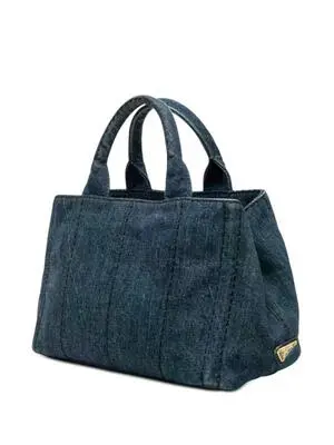 Prada Denim Canapa Logo Satchel