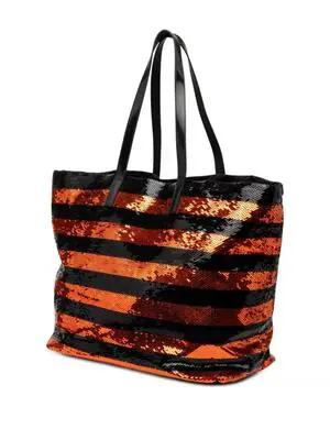 Prada Satin Sequin Stripes Tote Bag