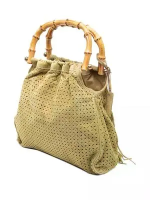 Miu Miu Laser Cut Suede Bamboo Top Handle Bag