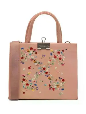 Off-White Calfskin Box Flower Arrow Satchel