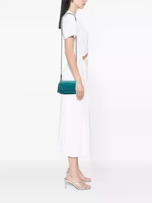 Bottega Veneta Mini Nappa Intrecciato Expandable Chain Crossbody Bag - Blue