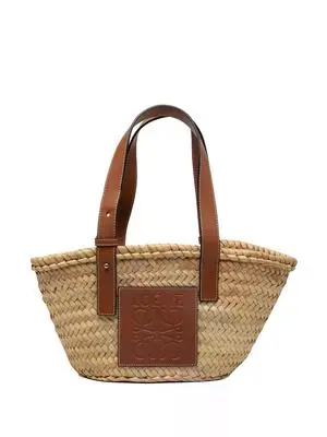 Loewe Small Raffia Anagram Basket Tote Bag - Neutrals