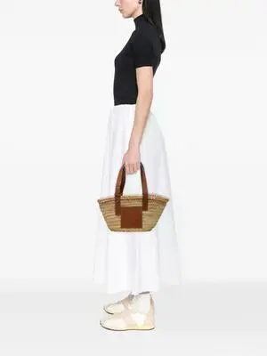 Loewe Small Raffia Anagram Basket Tote Bag