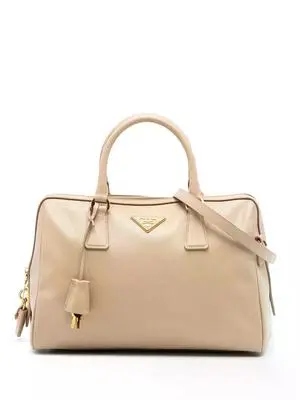 Prada Saffiano Lux Boston Bag Satchel - Neutrals