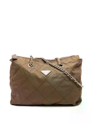 Prada Tessuto Catena Chain Tote Bag - Brown