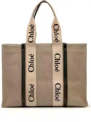 Chloé Large Woody Canvas Tote Bag - Neutrals