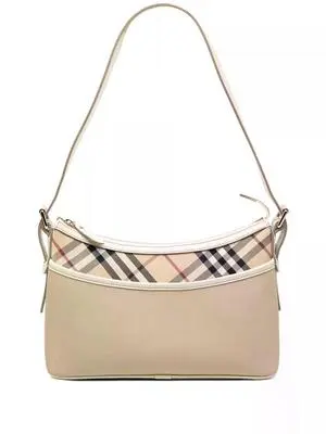 Burberry Nova Check Trimmed Canvas Shoulder Bag - Neutrals