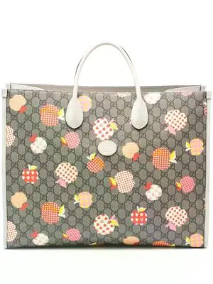 Gucci Gg Supreme Les Pommes Tote Satchel - Neutrals