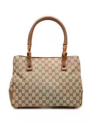 Gucci Gg Canvas Bamboo Tote Bag - Neutrals