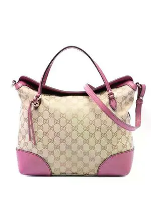 Gucci Gg Canvas Bree Fold Over Tote Satchel - Neutrals