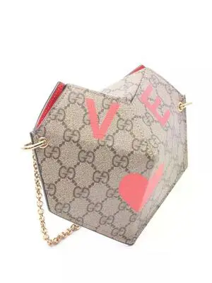 Gucci Gg Supreme Heart Love On Chain Crossbody Bag - Neutrals