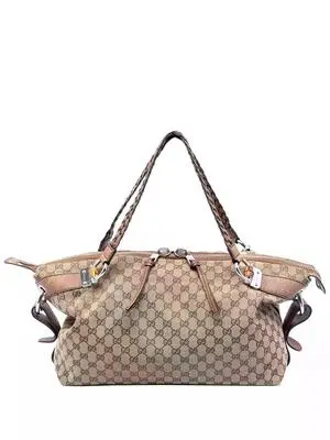 Gucci Medium Gg Canvas Bamboo Bar Tote Bag - Neutrals