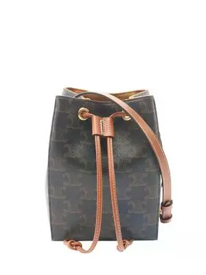 Celine Micro Triomphe Coated Canvas Sailor Bucket Bag - Black