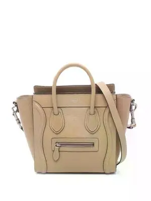 Celine Leather Luggage Tote Satchel - Neutrals