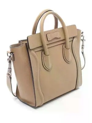 Celine Leather Luggage Tote Satchel - Neutrals