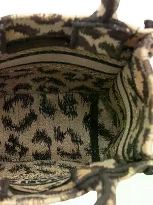 Dior Mizza Mini Embroidered Canvas Leopard Vertical Book Tote Satchel