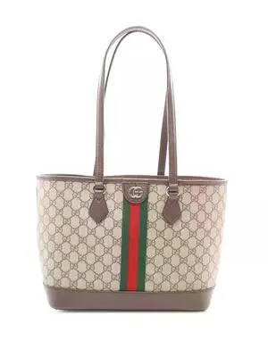 Gucci Medium Gg Supreme Ophidia Web Tote Bag - Neutrals