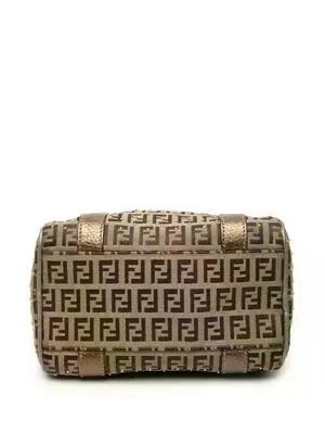 Fendi Mini Zucchino Canvas Forever Studded Bauletto Boston Bag