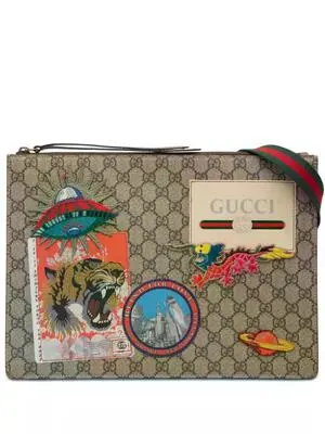 Gucci Gg Supreme Web Messenger Bag - Neutrals
