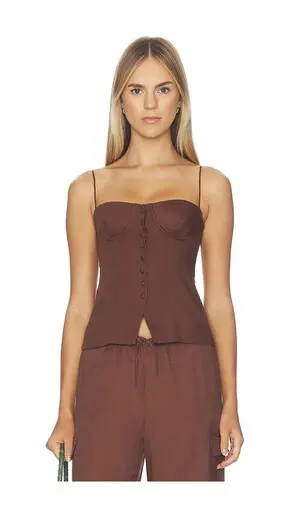 Onia Air Linen Underwire Corset Top - Brown