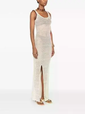 FROM BIKINI Crochet Knit Maxi Dress With Side Slit