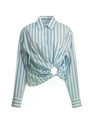Max Mara Striped Ring Detail Blouse - Blue