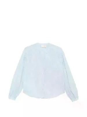 MC2 SAINT BARTH Liona Butterfly-embroidered V-neck Blouse - Blue