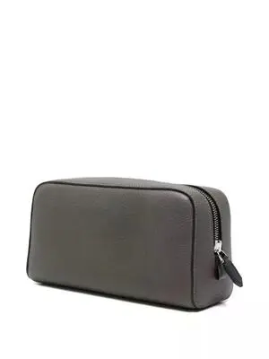 TOM FORD Pebbled Leather Wash Bag With Logo Plaque - Grey
