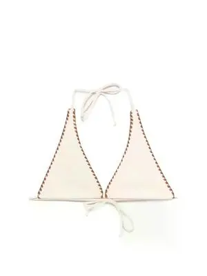 MC2 SAINT BARTH Crochet Trim Triangle Bikini Top - Neutrals