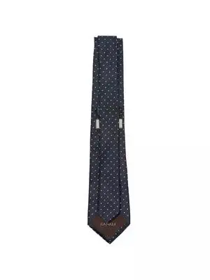 Canali Polka-dot Silk Neck Tie - Blue