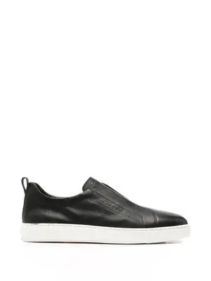 Santoni Victory Grained-leather Slip-on Sneakers - Black