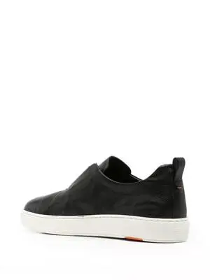 Santoni Victory Grained-leather Slip-on Sneakers