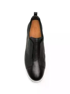 Santoni Victory Grained-leather Slip-on Sneakers