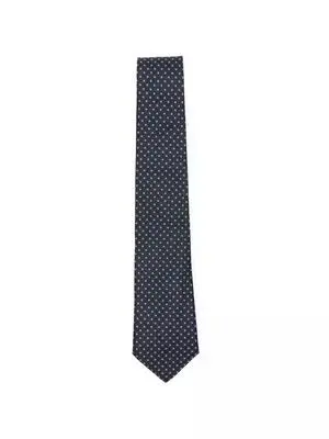 Canali Geometric Pattern Silk Tie - Blue