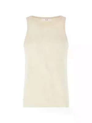 Co Name Ribbed Knit Silk-blend Top